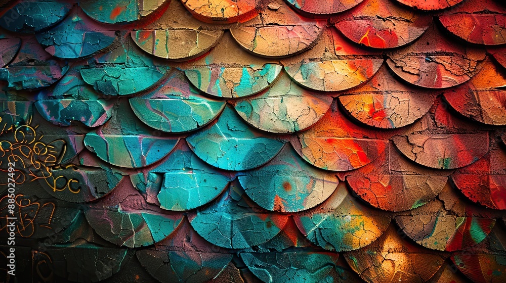 Fish Scale, Graffiti Background, a blend of fish scale textures against ...