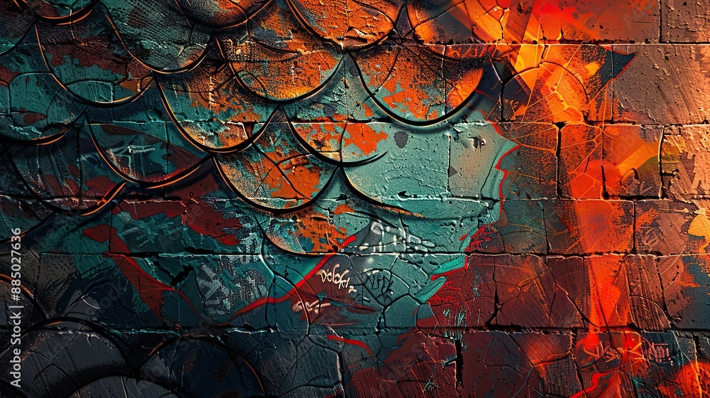 Fish Scale, Graffiti Background, a blend of fish scale textures against ...