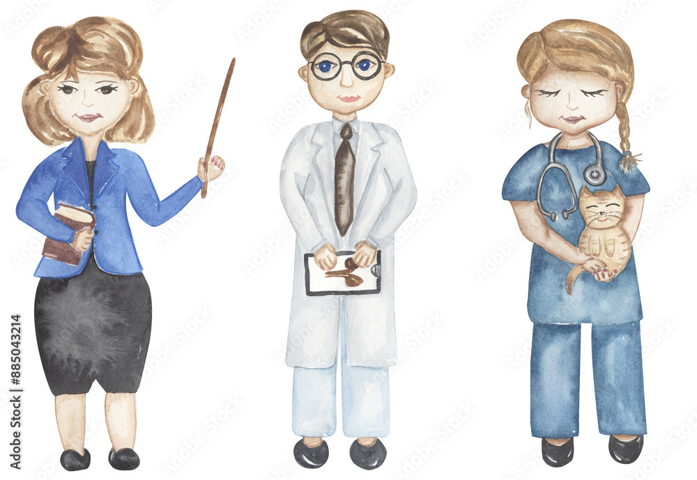 Kids Characters Collection: Set of different professions in cute style ...