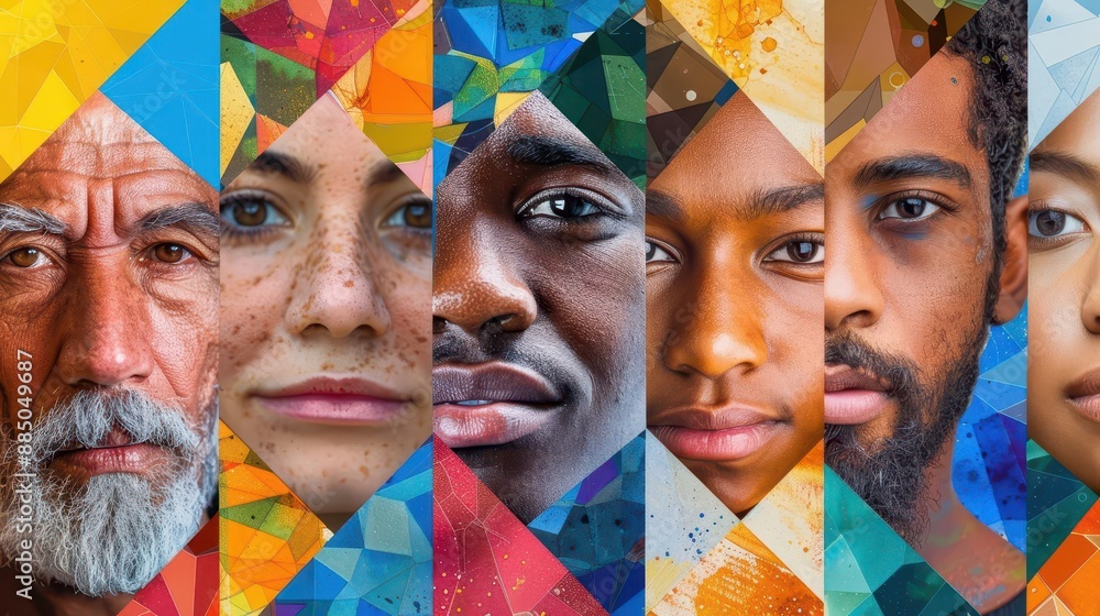 diverse portrait collage vibrant mosaic of multicultural faces varying ...