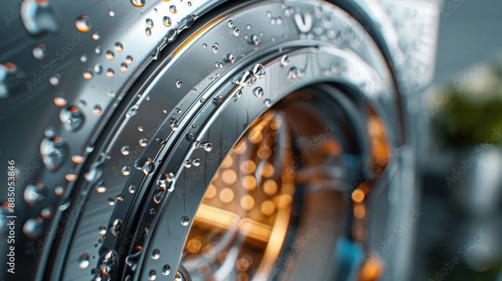 A cross-section view of a washing machine, revealing its inner workings ...