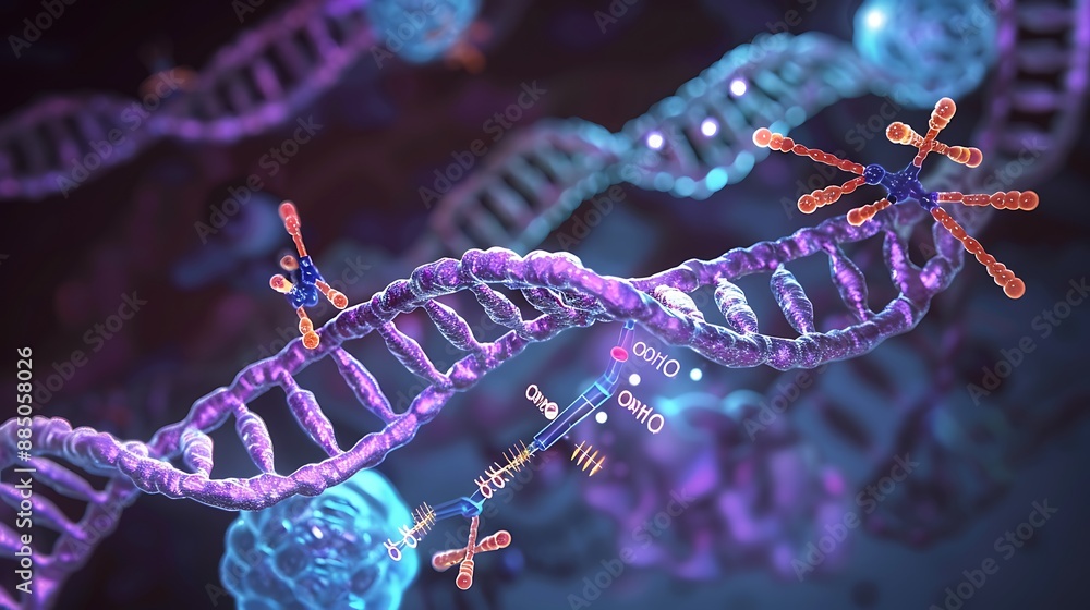 Visual guide the process of DNA replication illustrating steps and ...