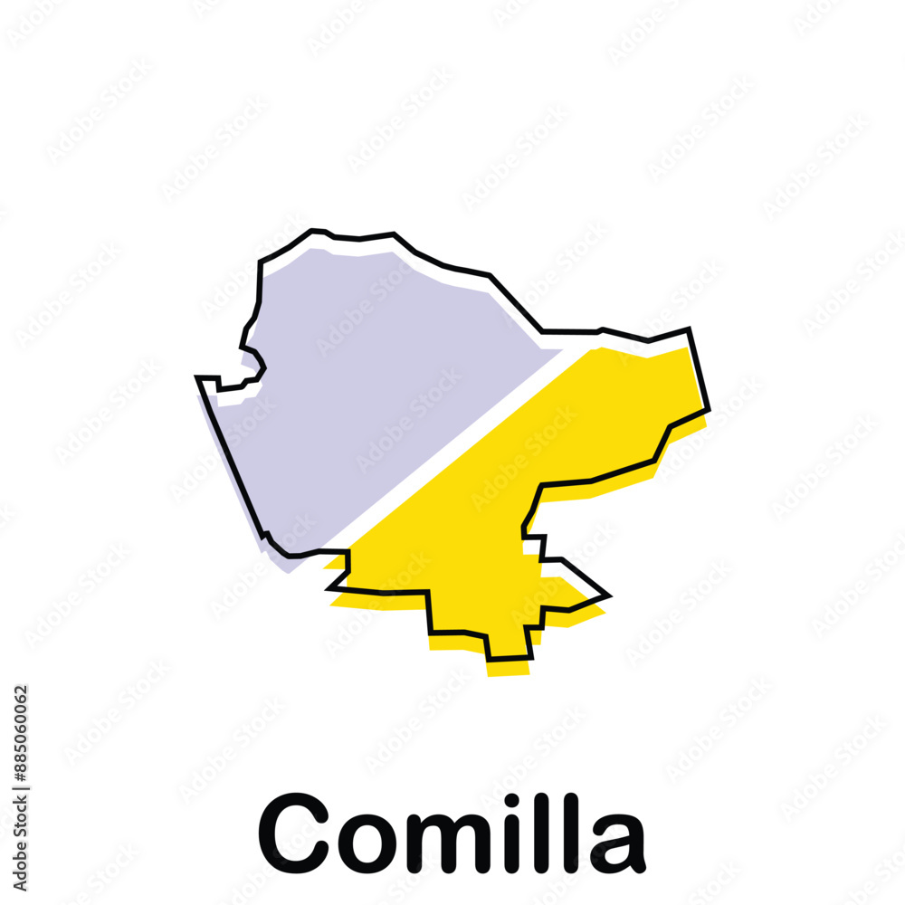 Vecteur Stock Map City of Comilla, Vector isolated illustration of ...