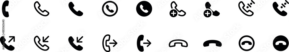 Phone icon vector. Set of flat Phone and mobile phone symbol collection ...