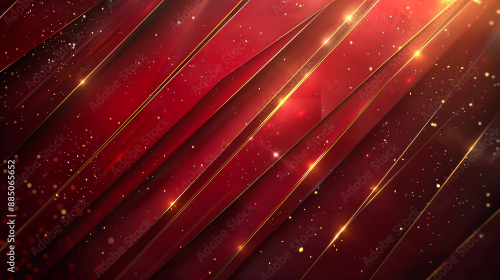 Red background, with red and gold gradient lines, light effects, and a ...