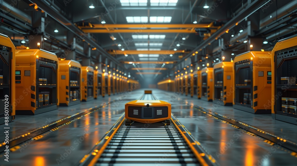 Automated Guided Vehicle in Warehouse. Automated guided vehicle ...