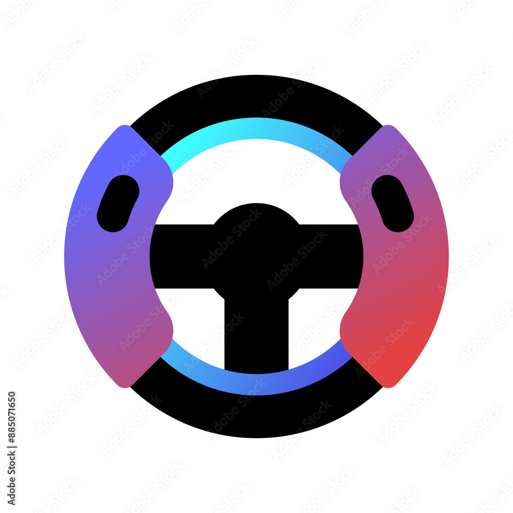 Editable steering wheel, racing game controller vector icon. Video game ...