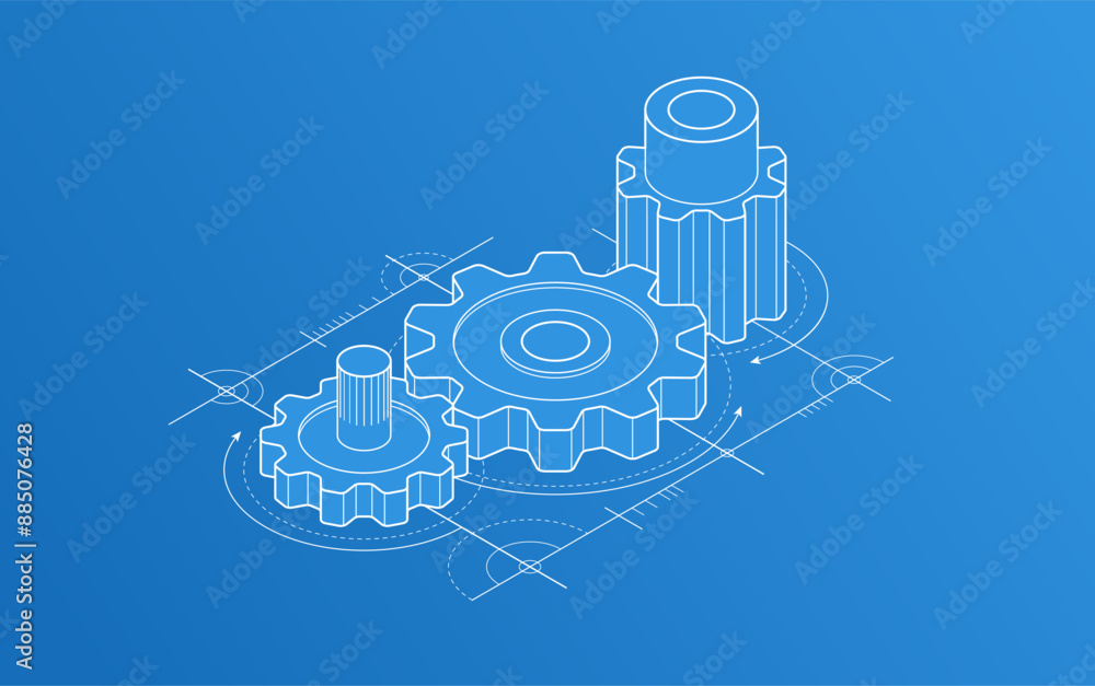 Invention renovation and development concept, gears and cogs with cad ...