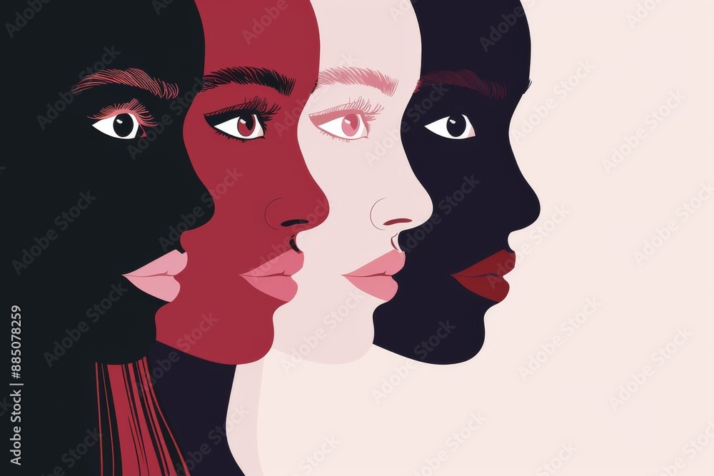 Multi-ethnic diversity and beauty. Group of different ethnicity women ...