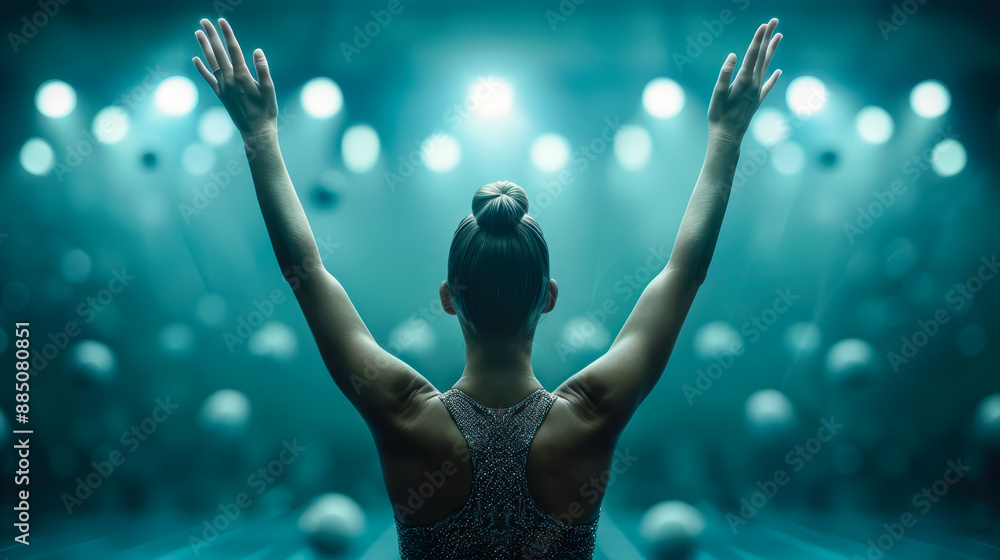 Graceful Display of Rhythmic Gymnastics Athlete Performing with Hoop in ...