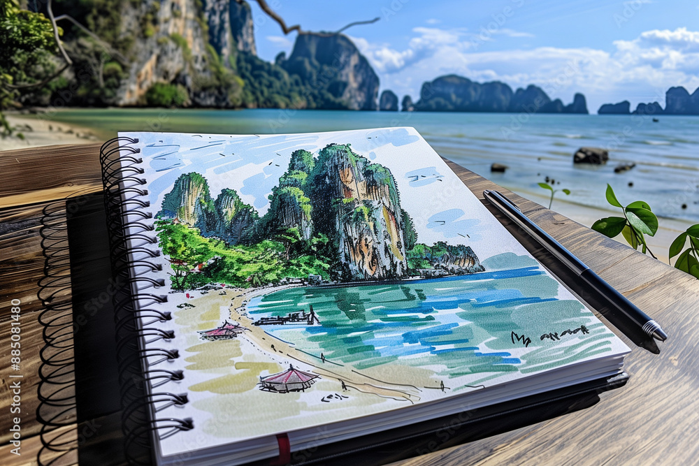 Draw a cover on a notebook with Thailand. Generative AI tools Stock ...