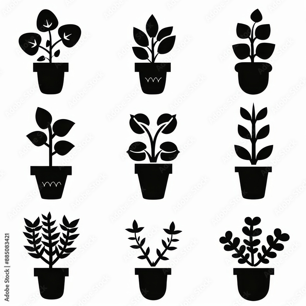 Jade plant (Crassula ovata) Pot Plant Icon Set, Crassula ovata Plant ...