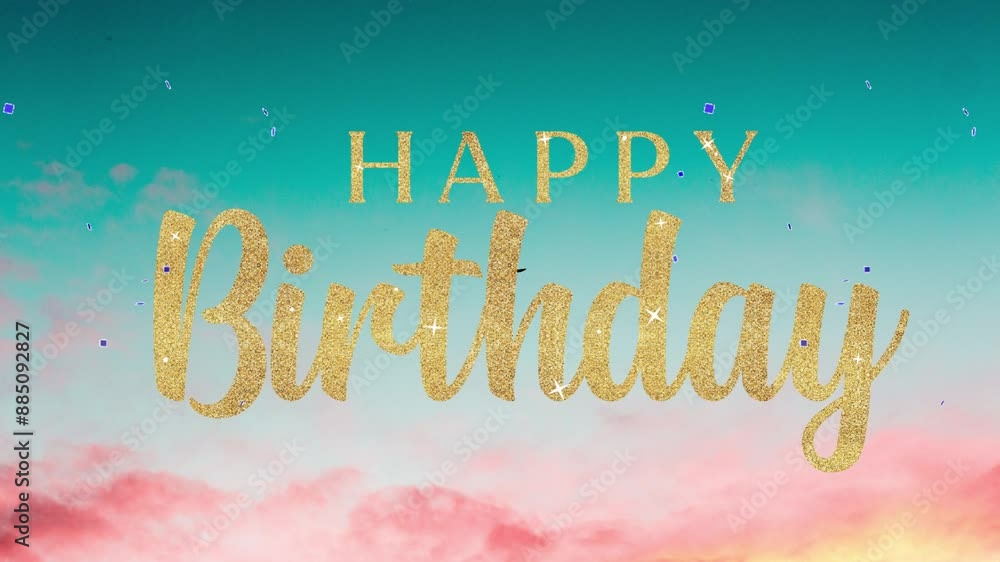 Happy birthday golden text animation on light background.Happy Birthday ...