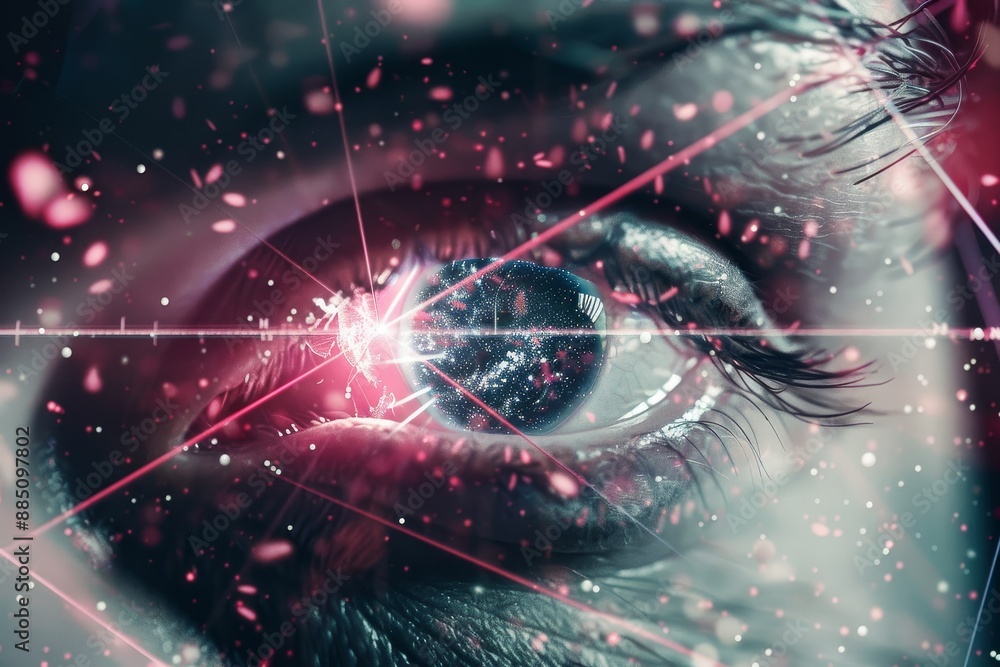ภาพประกอบสต็อก Dynamic Fusion of Nature and Technology: Intensely ...