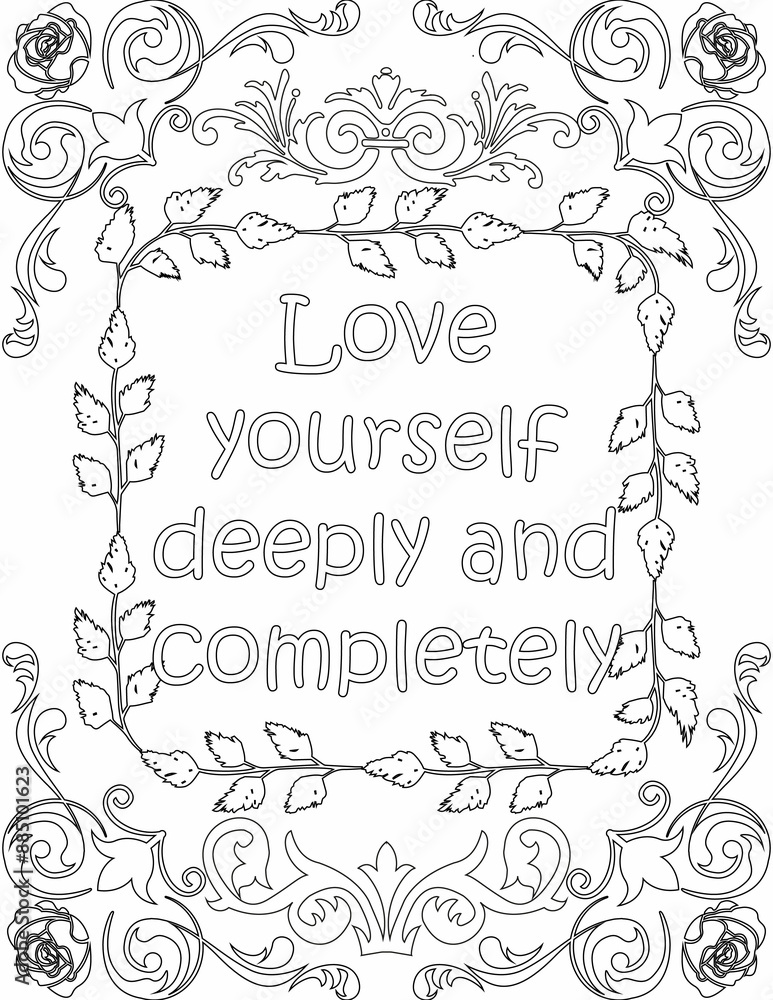 Printable floral coloring page for kids and adults with positive saying ...