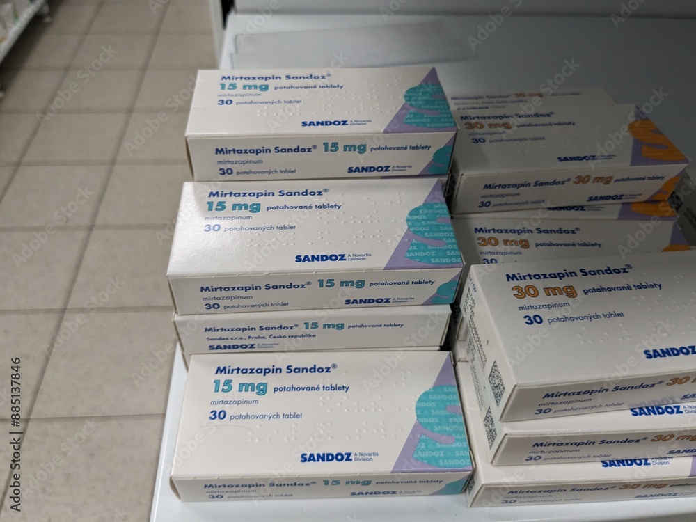 Prague,Czech republic-June 17 2024:Sandoz box of medication with ...