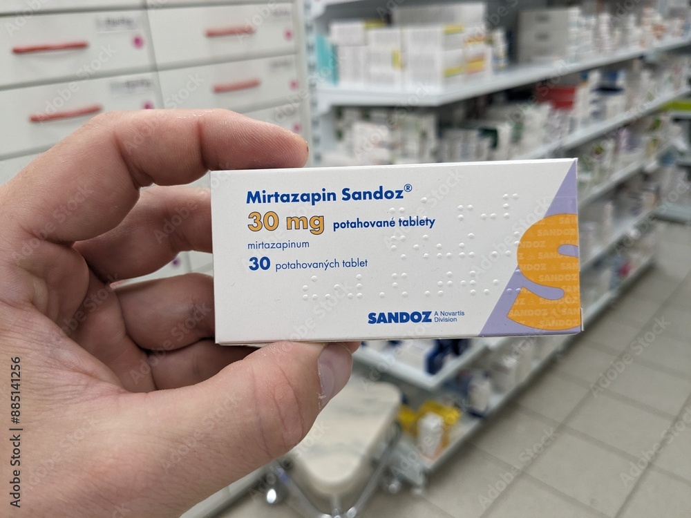 Prague,Czech republic-June 17 2024:Sandoz box of medication with ...