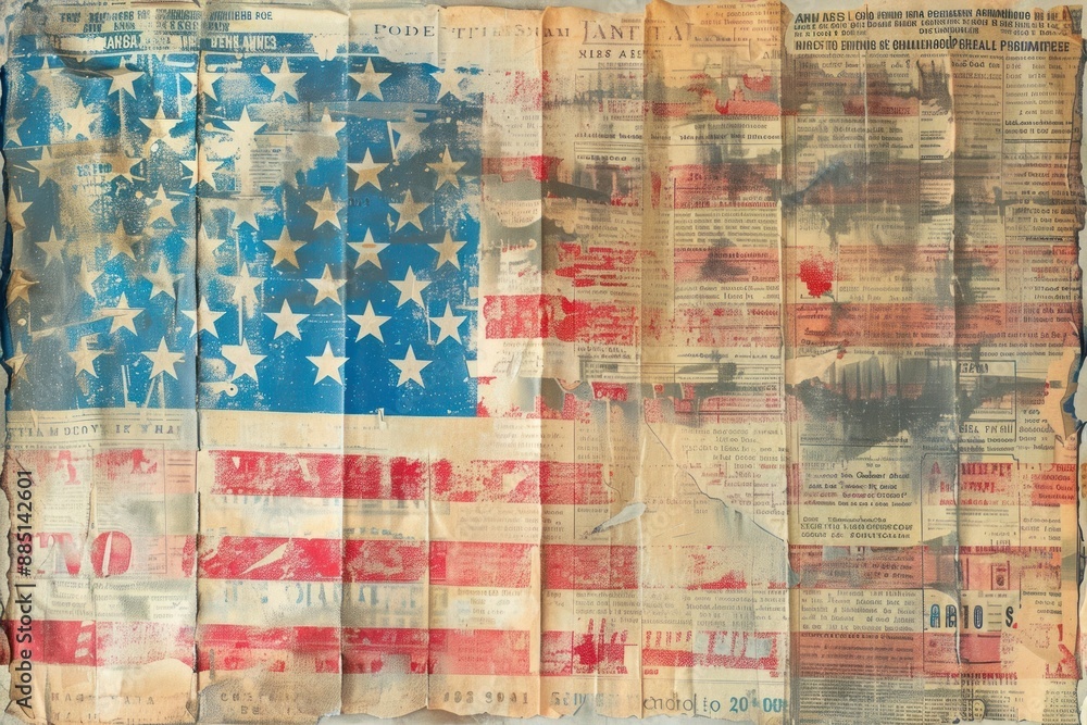 American flag ephemera border newspaper text backgrounds. Stock ...