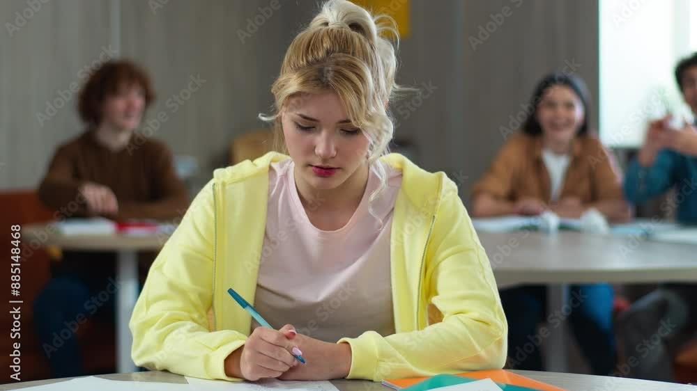 High school bullying upset stressed lonely Caucasian girl teen female ...