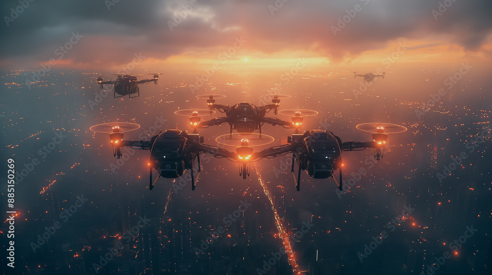 IoT-connected delivery drones coordinating routes and schedules ...