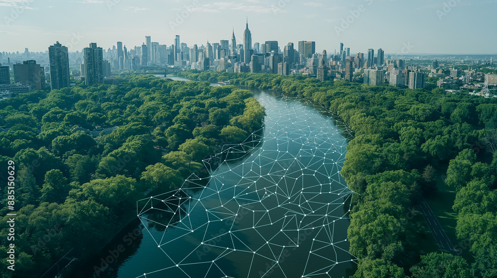 Smart city park with IoT sensors monitoring air quality and automated ...