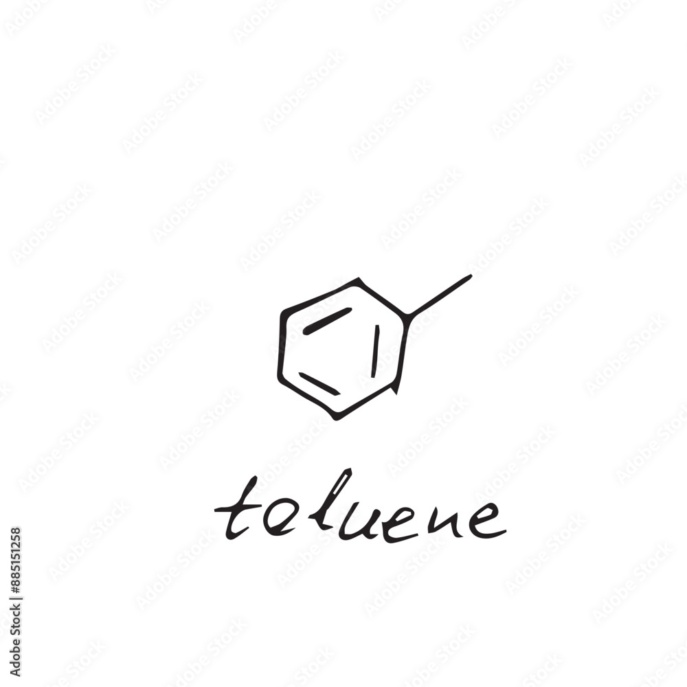 toluene molecule formula. Hand drawn imitation of toluene structural ...