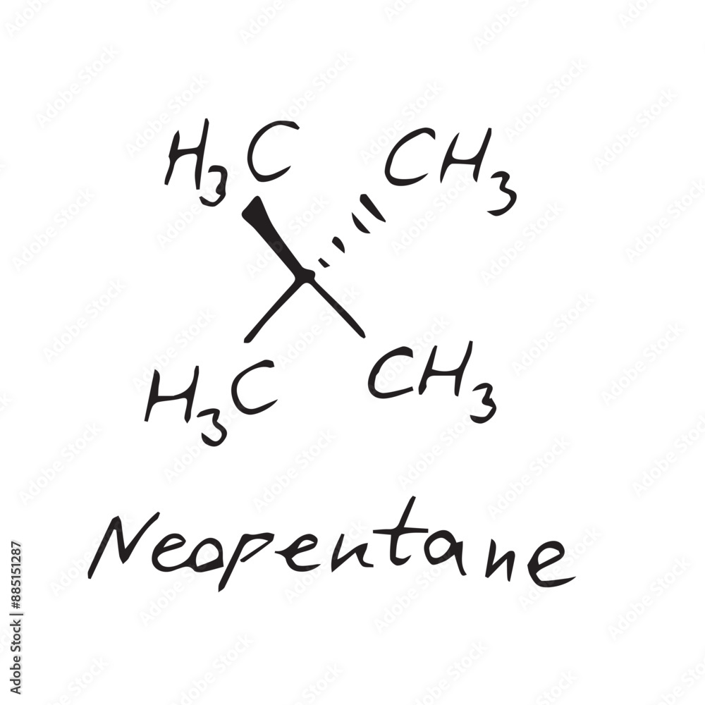 neopentane molecule formula. Hand drawn imitation of neopentane ...