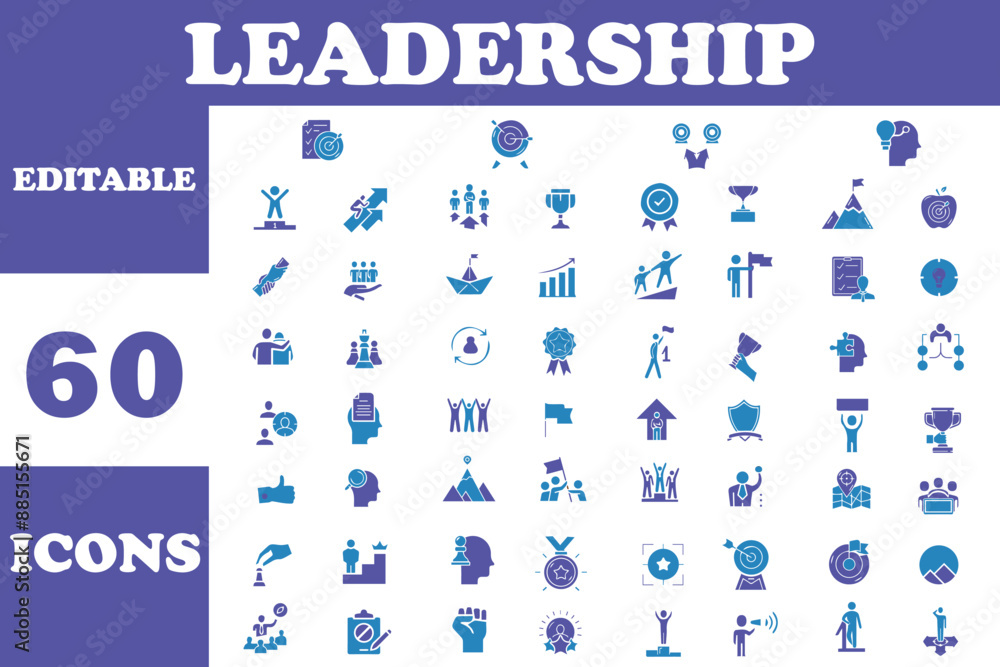Leadership thin line Editable Icons set. Leadership icons: leader ...