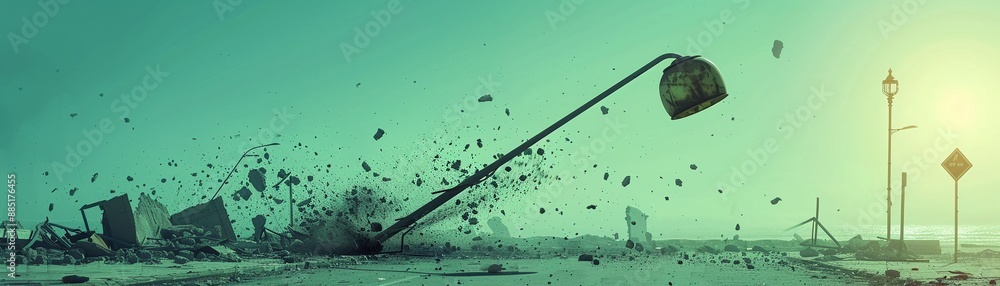 Falling Lamp Post, A lamp post tipping over, symbolizing the impact of ...