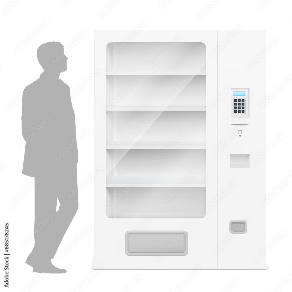 Snack vending machine mockup. Vector illustration isolated on white background. Ready and simple ...