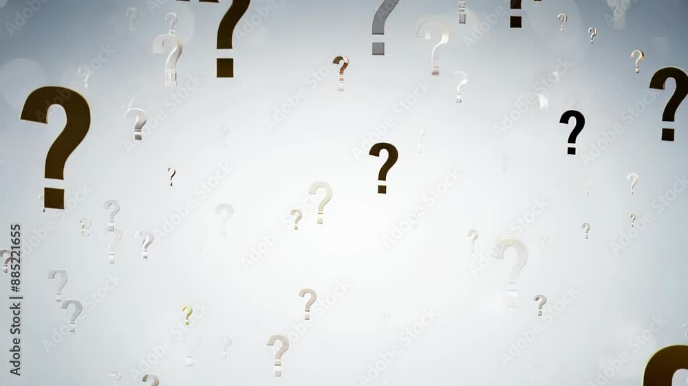 Falling question marks on a minimalistic background. Concept: knowledge ...