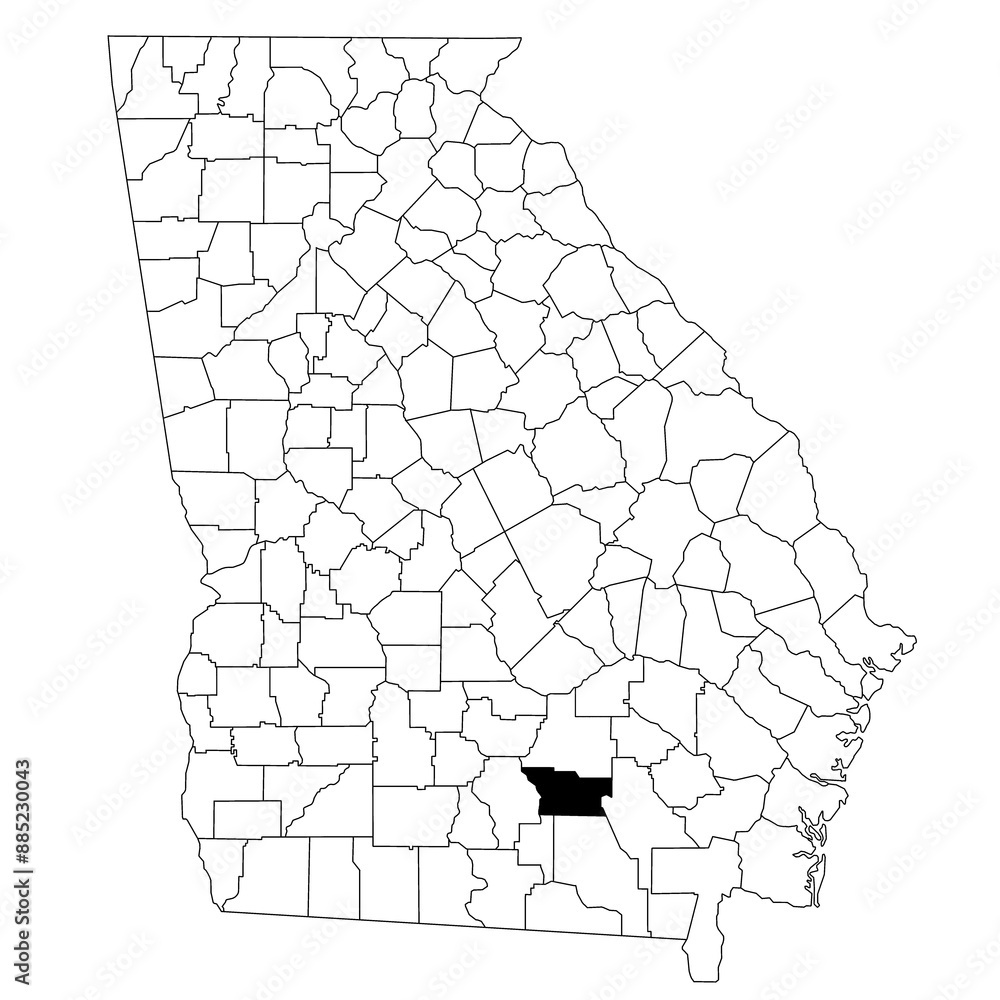ภาพประกอบสต็อก Map of Atkinson County in Georgia state on white ...
