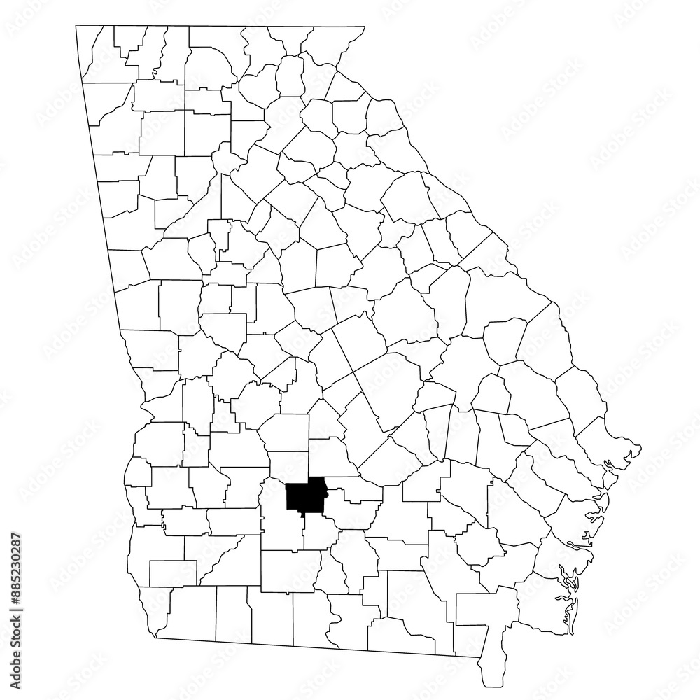 Map of Turner County in Georgia state on white background. single ...