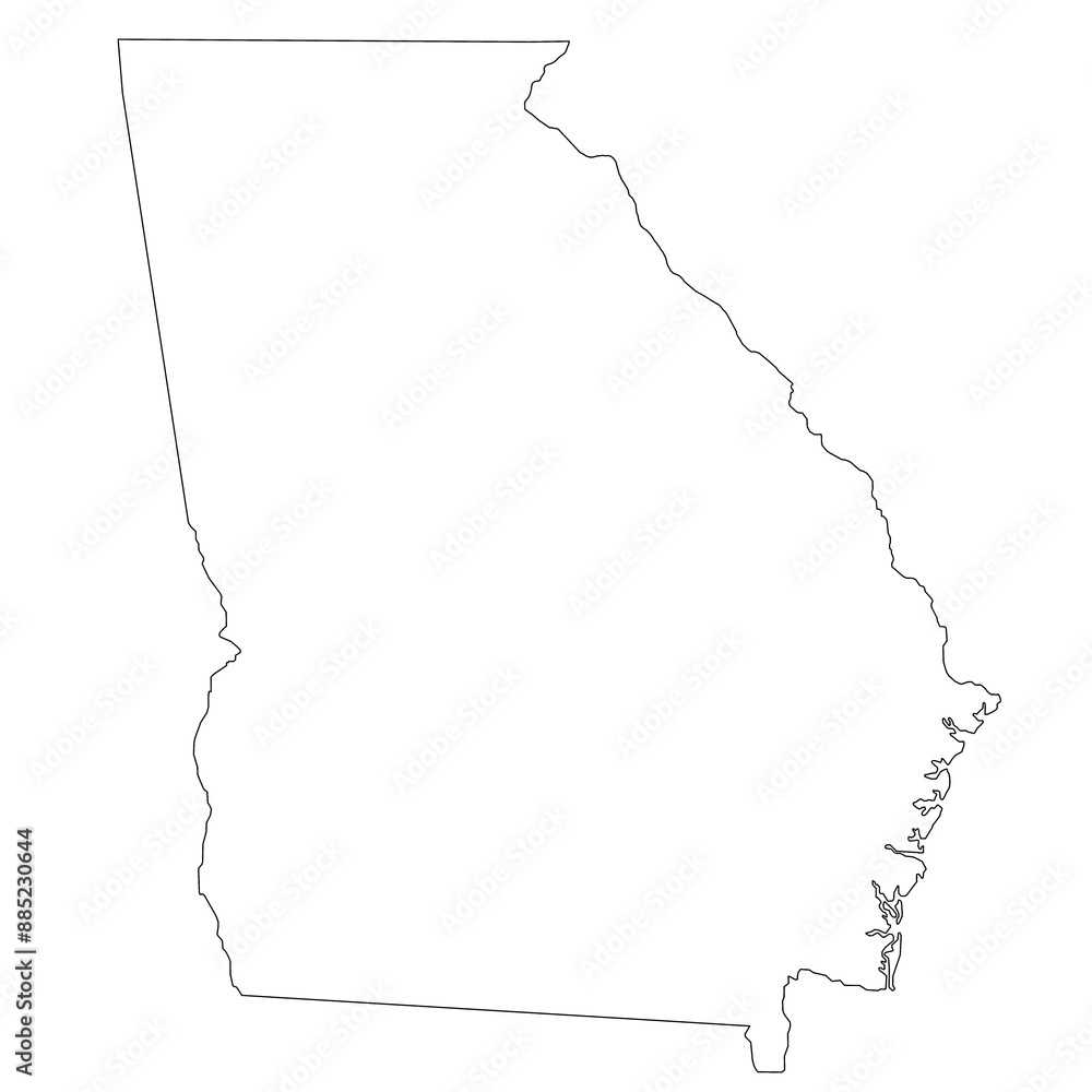 High detailed illustration map - outline Georgia State Map Stock ... High detailed illustration map - outline Georgia State Map Stock ...