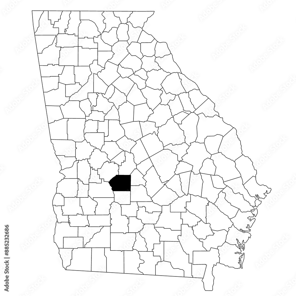 Map of Dooly County in Georgia state on white background. single County ...
