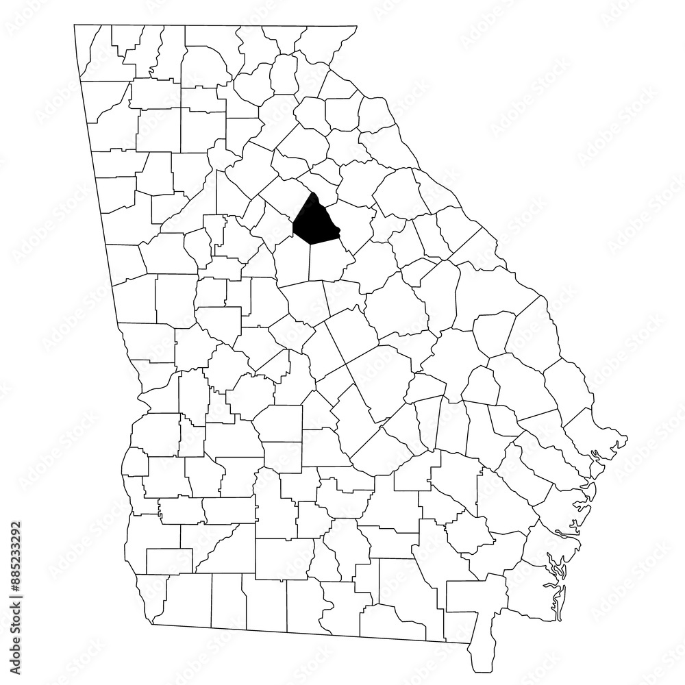 ภาพประกอบสต็อก Map of Morgan County in Georgia state on white ...
