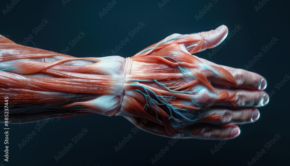 Detailed Anatomy Scan of Male Wrist and Hand Muscles, High-Resolution ...