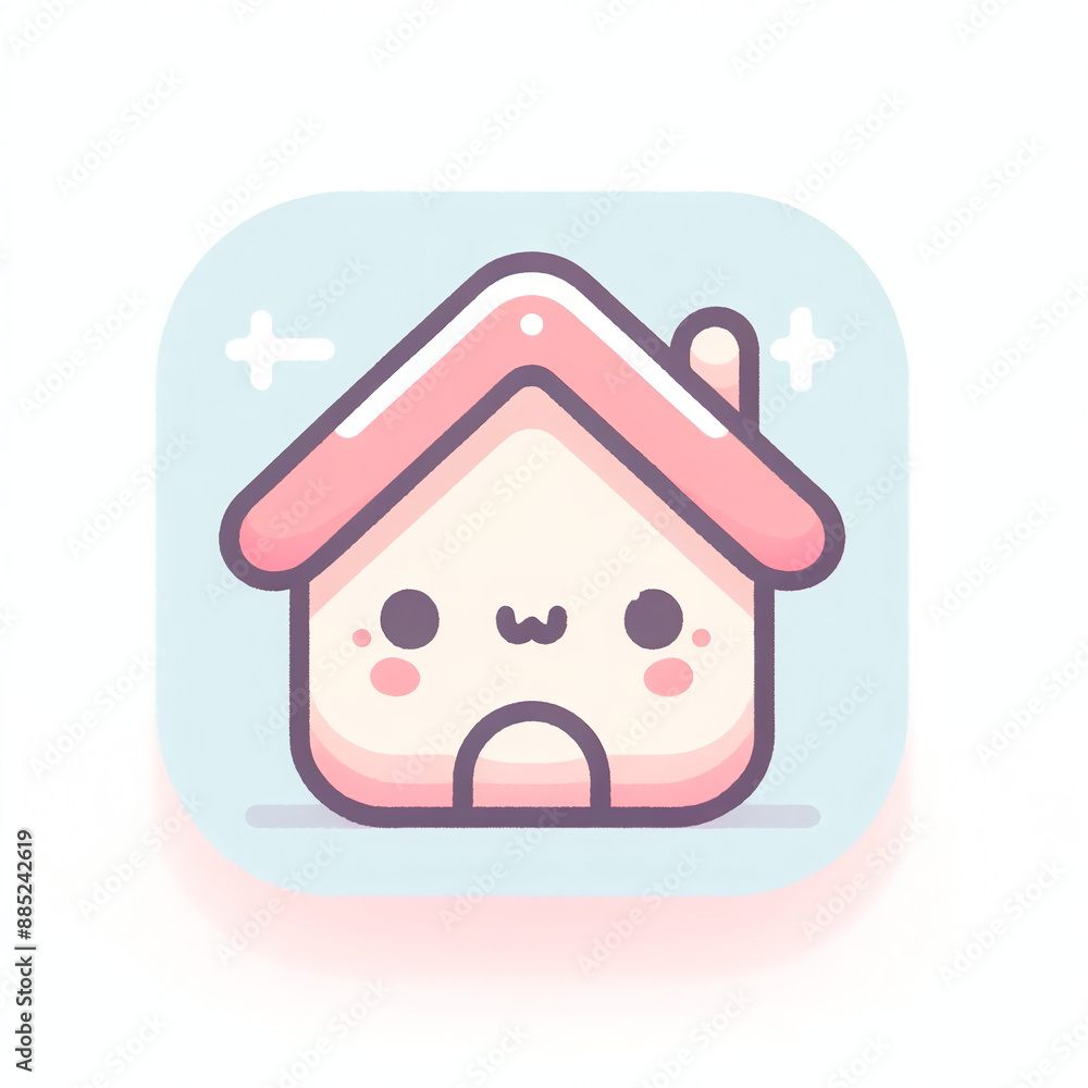 Simple cute home icon with pastel color scheme and kawaii aesthetic ...