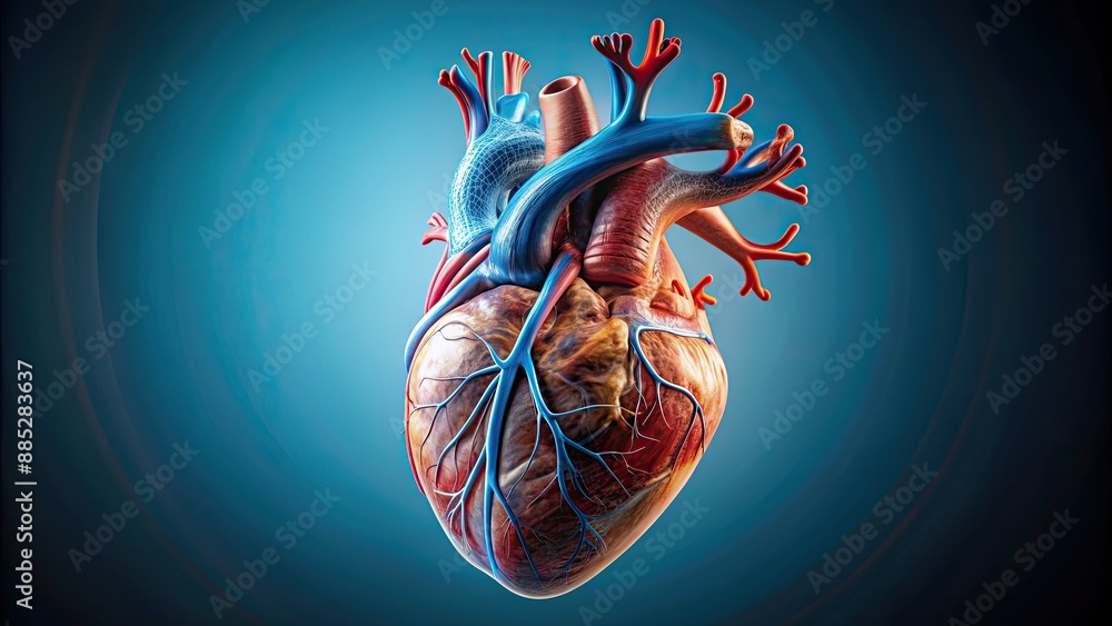 An intricate of a human heart , anatomy, cardiovascular, medical, organ ...