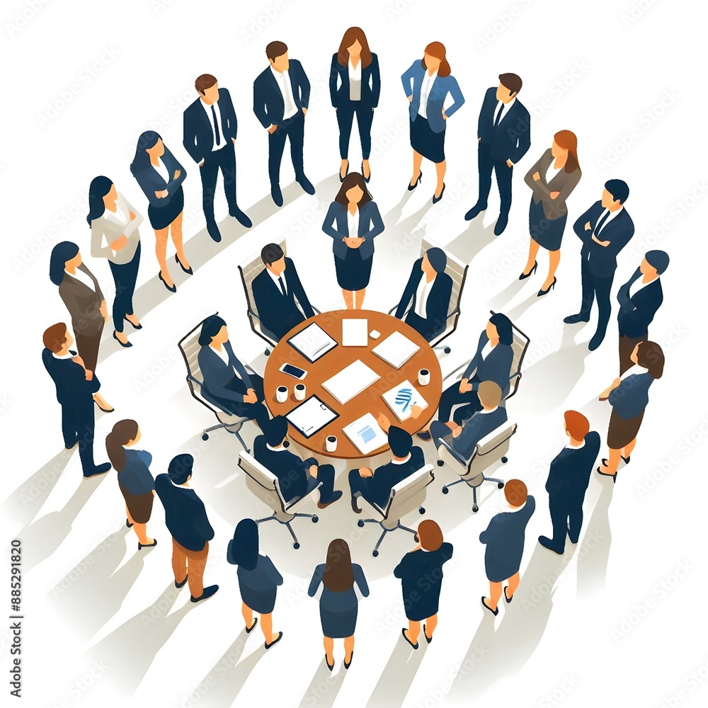 United Circle of Professionals, Minimalist Illustration of Diverse Team ...