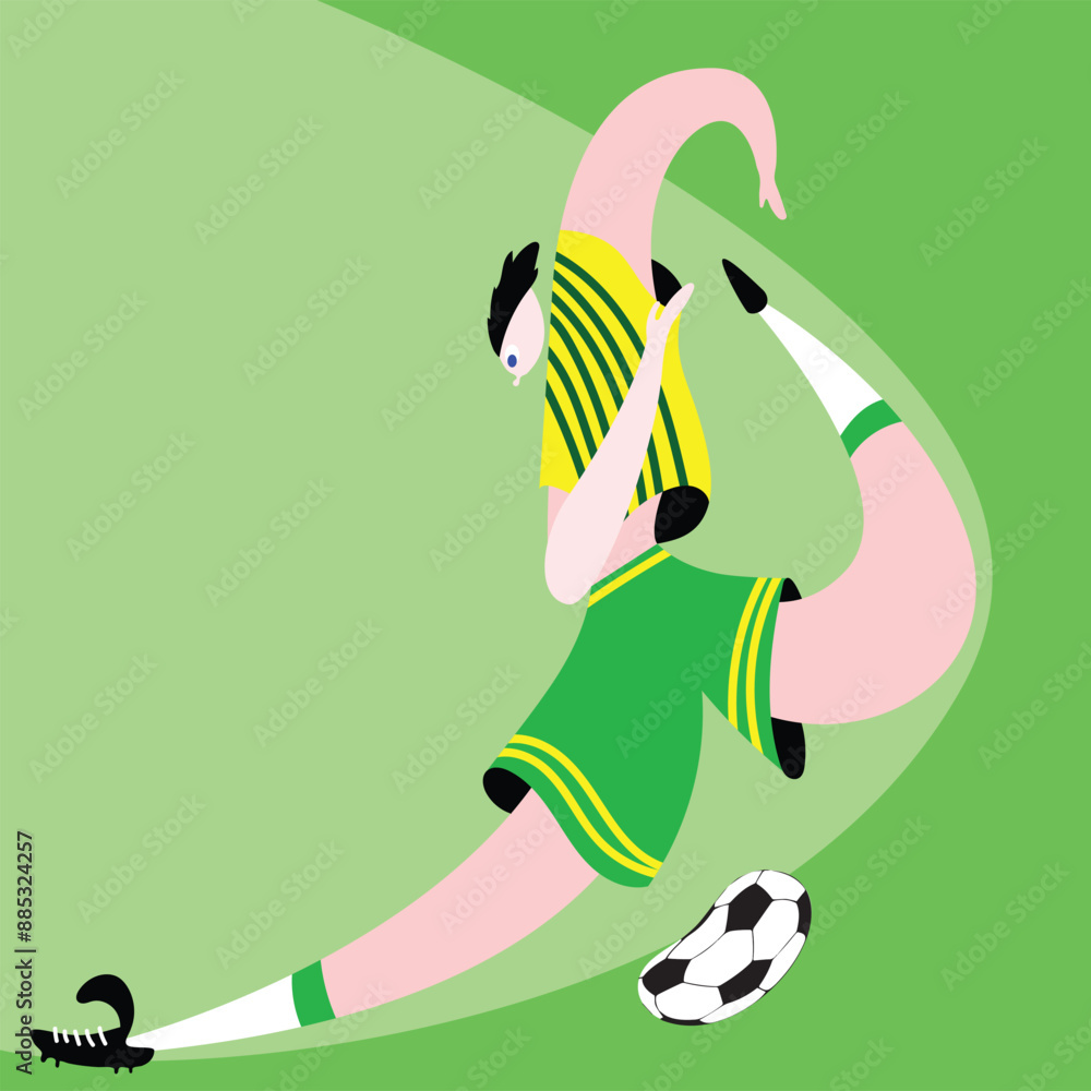 Abstract vector illustration of cartoon soccer player with elongated ...