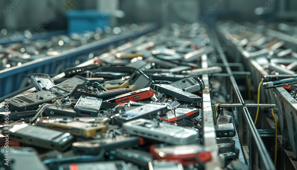 Production line recycle industry with old mobile and smartphone ...