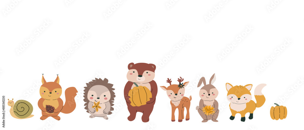 Fall animals bundle with leaves and other seasonal items and clothes ...