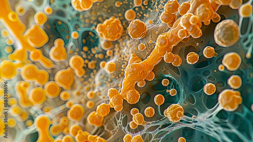 Microscopic view of bacterial biofilm on a medical device ...