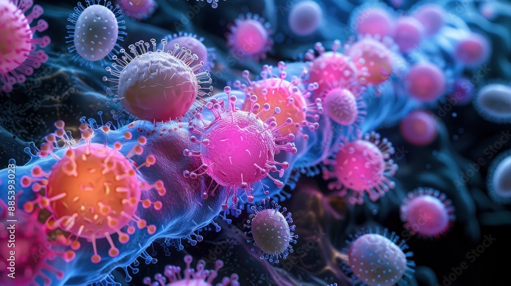 Artistic depiction of bacterial evolution, showing genetic mutations ...