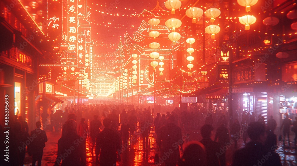 Paper cut artwork of Chinatown with lanterns pagodas and bustling ...