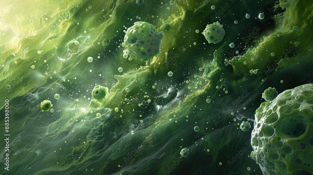 Conceptual image of bacteria in wastewater treatment, illustrating ...
