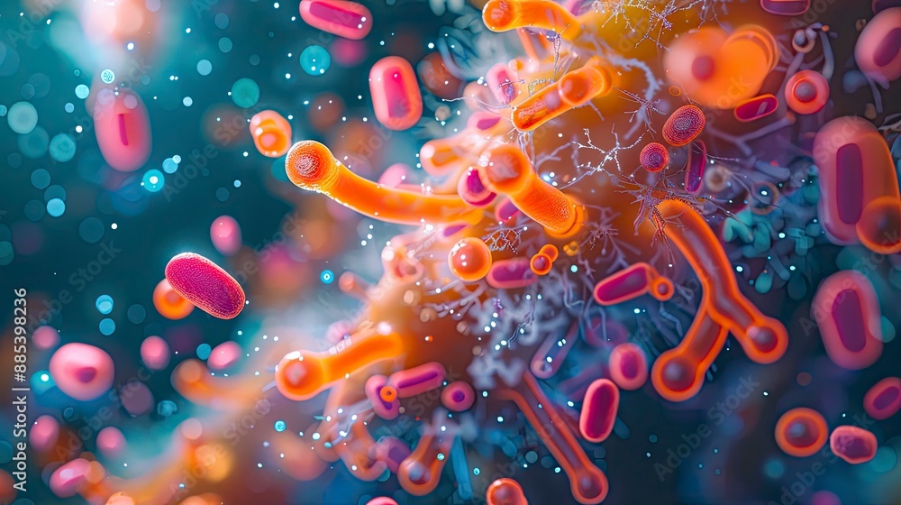Artistic depiction of bacterial biofilm formation on medical devices ...