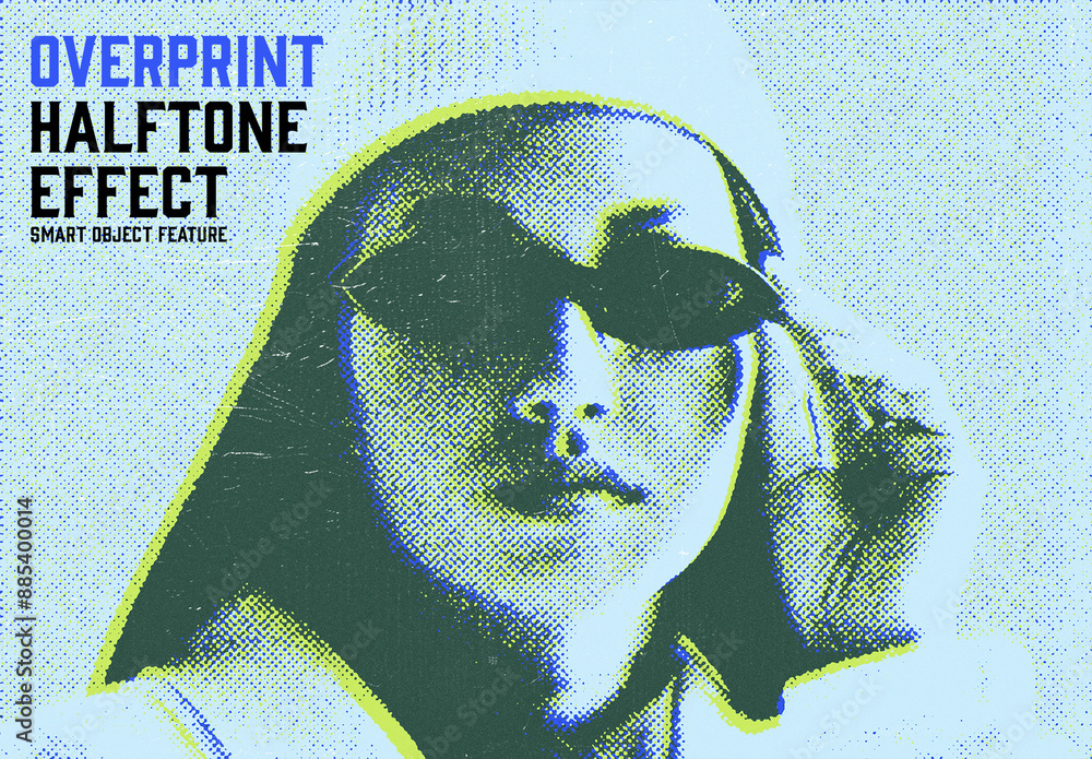 Overprint Halftone Effect with Generative AI Stock Template | Adobe Stock
