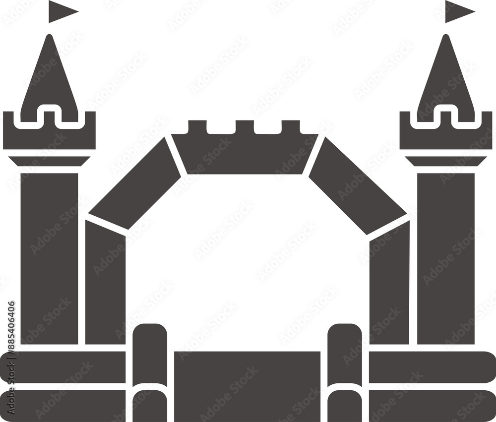 Bouncy castle icon. Inflatable house pictogram with slide for air ...